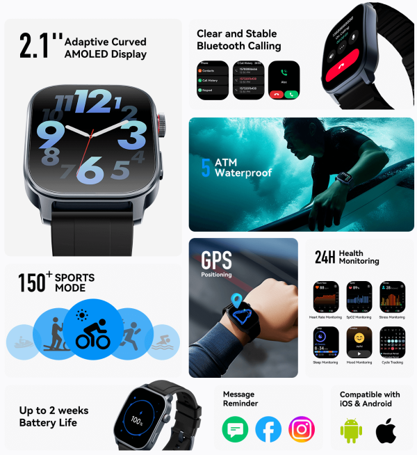 Kieslect Calling Watch Ks3 – Fashion Sports Smartwatch with GPS - Kieslect
